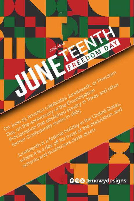 Copy of Orange Illustrative Juneteenth Day Poster | PosterMyWall