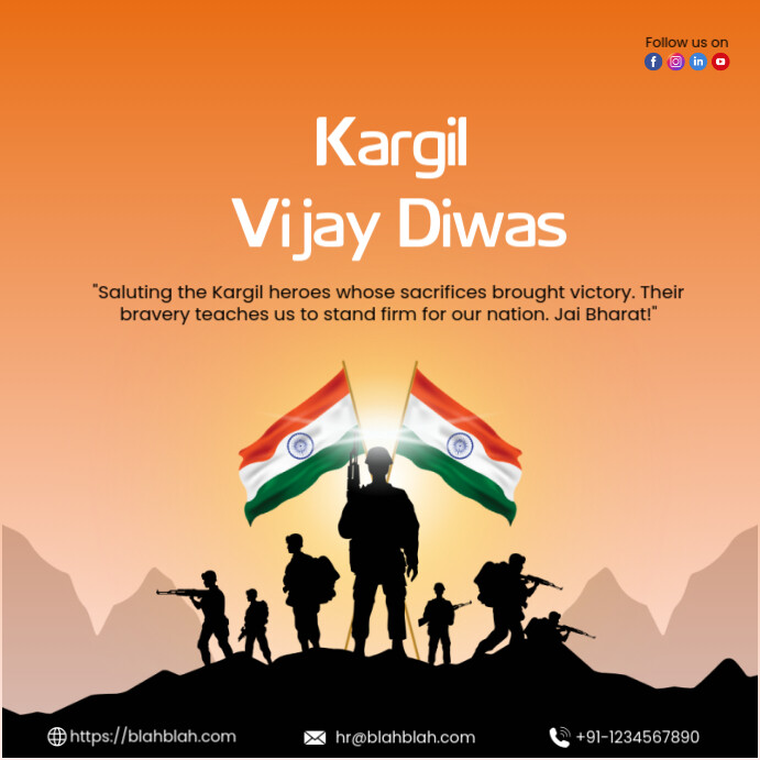 Copy of Orange Illustrative Kargil Vijay Diwas Instagram Post | PosterMyWall