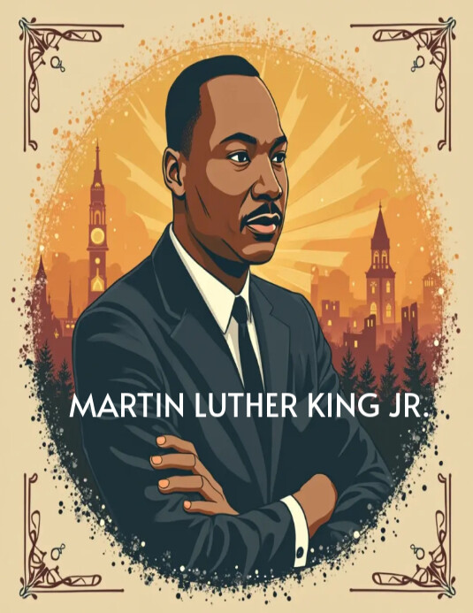 Plantilla de Orange Illustrative Martin Luther King Jr. Day Flyer (us ...