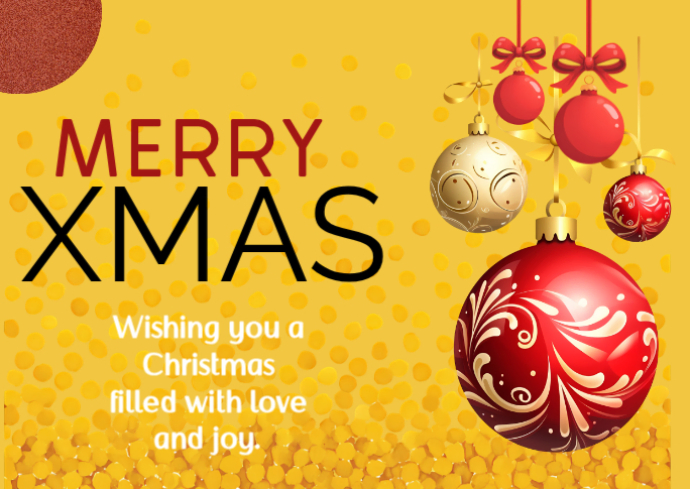 Plantilla de Orange Illustrative Merry Xmas Card With Ornaments ...