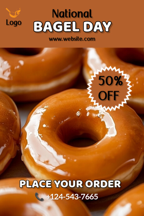 Orange Illustrative National Bagel Day Poster Template | PosterMyWall