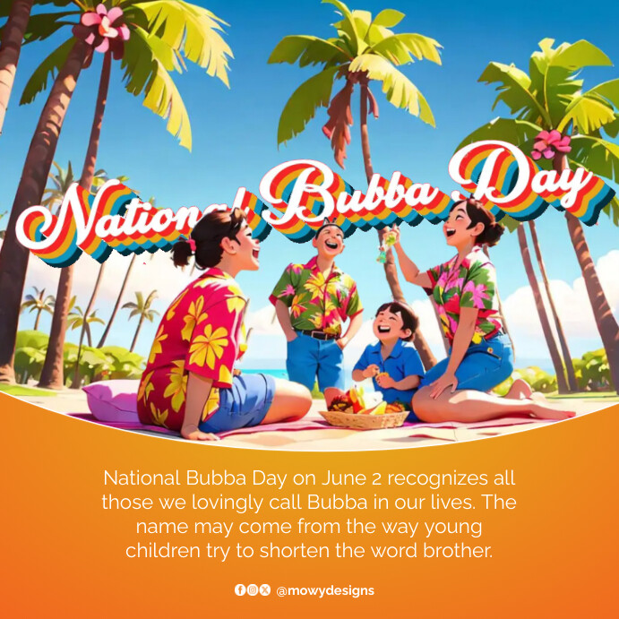 Orange Illustrative National Bubba Day Insta Template | PosterMyWall