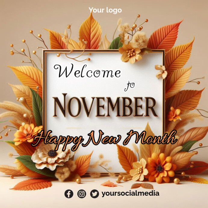 Copy of Orange Illustrative November New Month Instagram Post ...