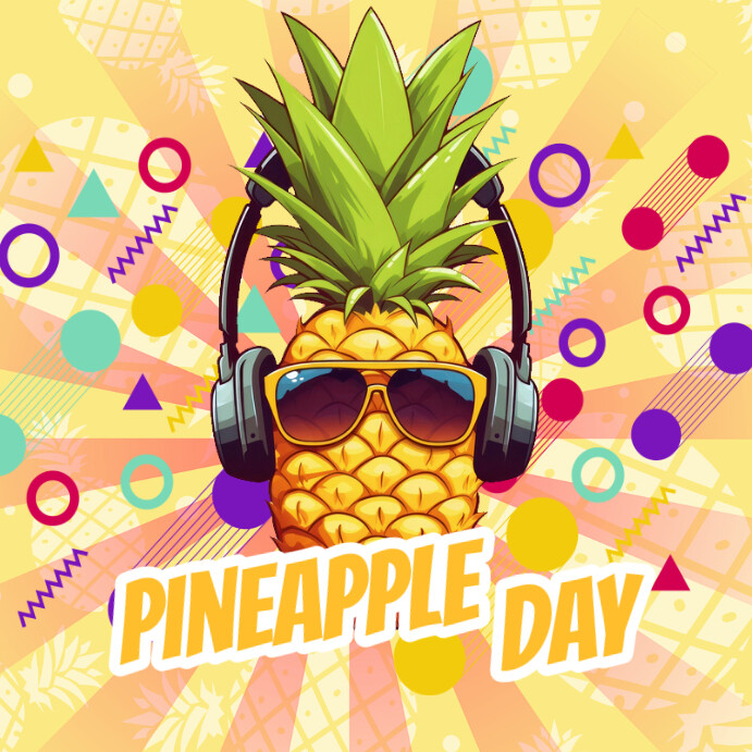 Orange Illustrative Pineapple Day Instagram Template | PosterMyWall