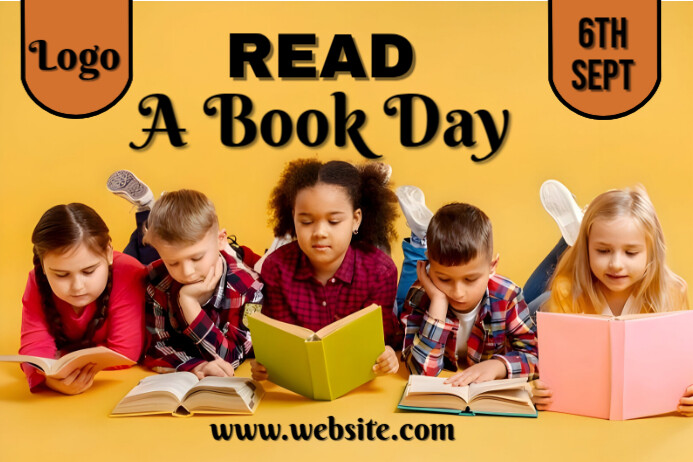 Orange Illustrative Read A Book Day Poster Template | PosterMyWall