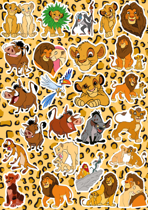 Plantilla de Orange Illustrative Stickers Para Imprimir Del Rey León A4 ...