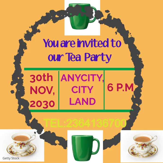 Copy of Orange Illustrative Teaparty Invite Instagram | PosterMyWall