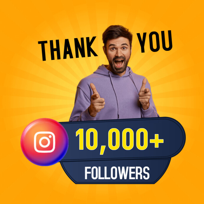 Orange Illustrative Thank You Social Media Followers Instagram Post ...