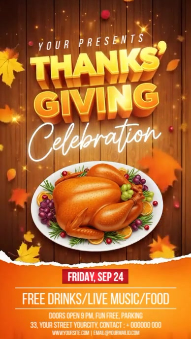 Orange Illustrative Thanksgiving Celebration Instagram Story Template ...