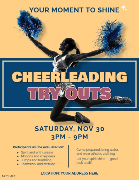 Szablon Orange Illustrative Try Outs Flyer (us Letter) | PosterMyWall