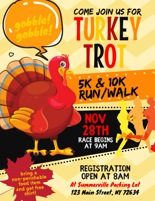 Copy of Orange Illustrative Turkey Trot Flyer (us Letter) | PosterMyWall