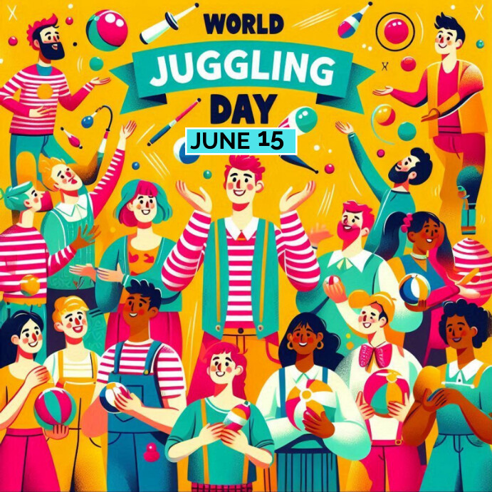 Orange Illustrative World Juggling Day Insta Template | PosterMyWall