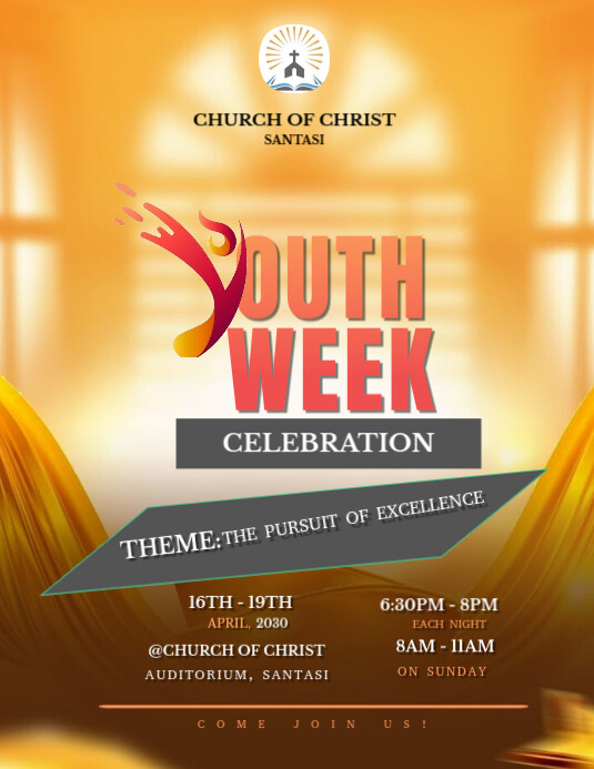 Copy of Orange Illustrative Youth Week Church Service Flyer (us Letter ...