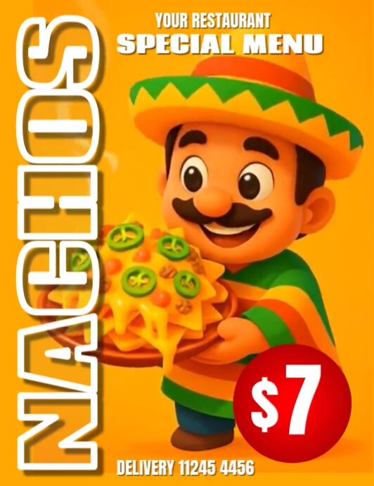 Copy of Orange Illustrativo Nachos Volantino (us Letter) | PosterMyWall