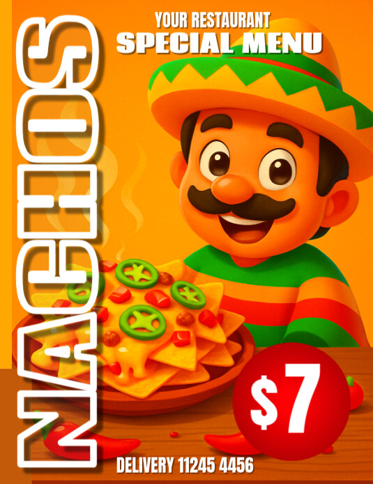 Copy of Orange Illustrativo Nachos Volantino (us Letter) | PosterMyWall