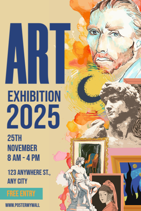 Plantilla de Orange Ilustratif Art Exhibition Poster | PosterMyWall