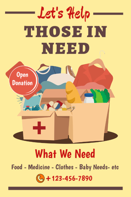 Orange Ilustratif Open Donation Poster Template | PosterMyWall