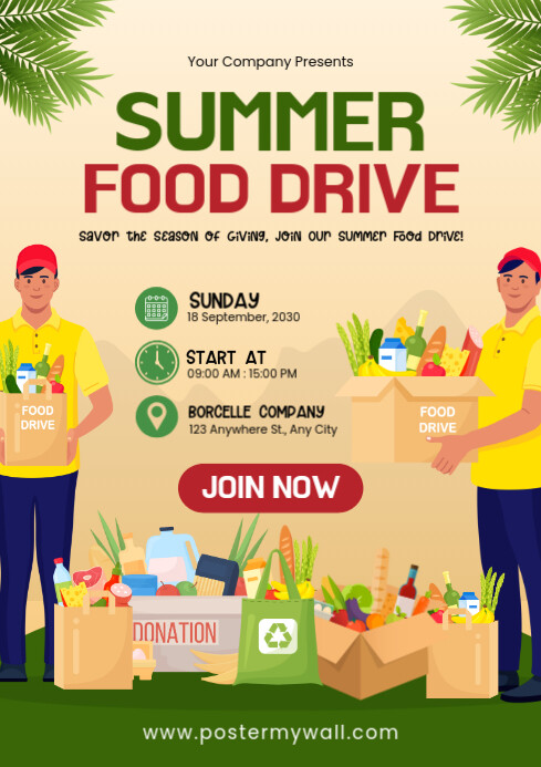 Copy of Orange Ilustratif Summer Food Drive A4 | PosterMyWall