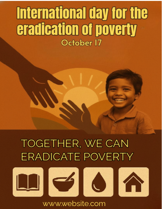 Orange International Day For The Eradication Of Poverty Flyer (us ...