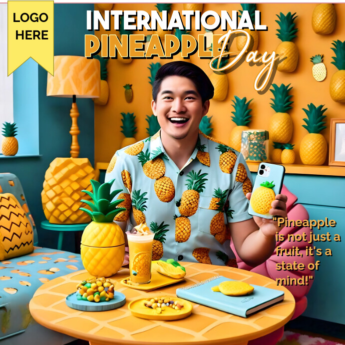Copy of Orange International Pineapple Day Square (1: | PosterMyWall