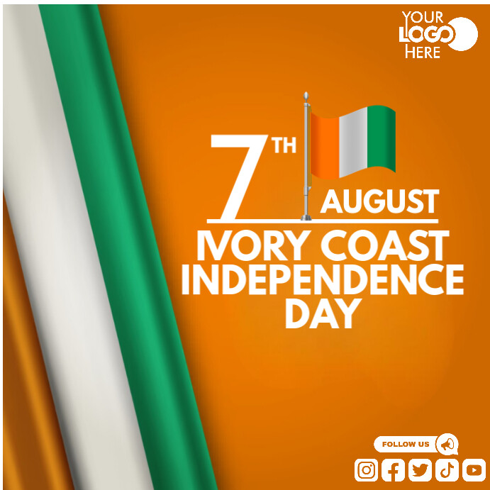 Orange Ivory Coast Independence Day Instagram Post Template | PosterMyWall