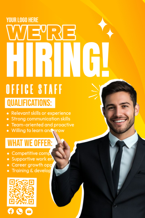 Orange Job Recruitment Poster Template | PosterMyWall