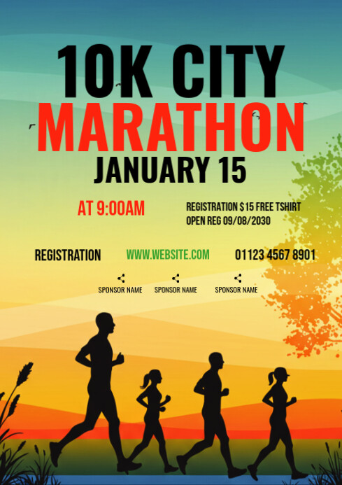 Copia de Orange Joyful 10k Marathon Flyer, A4 | PosterMyWall