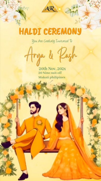 Copy of Orange Joyful Aesthetic Haldi Wedding Card – Pastel Yellow ...