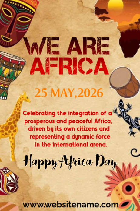 Plantilla de Orange Joyful Africa Day Celebration Poster | PosterMyWall