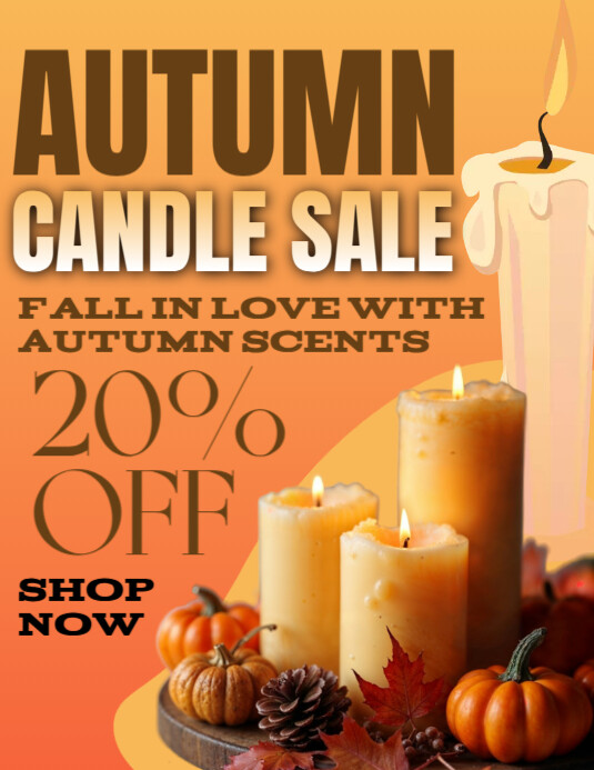 Orange Joyful Autumn Candle Sale Flyer (us Letter) Template | PosterMyWall