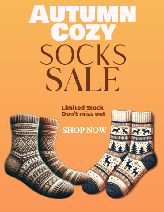 Copy of Orange Joyful Autumn Cozy Socks Sale Flyer (us Letter ...
