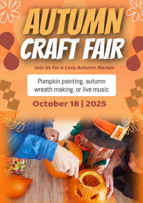 Plantilla de Orange Joyful Autumn Craft Fair A1 | PosterMyWall