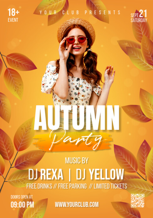 Orange Joyful Autumn Party Event Poster Flyer Template | PosterMyWall