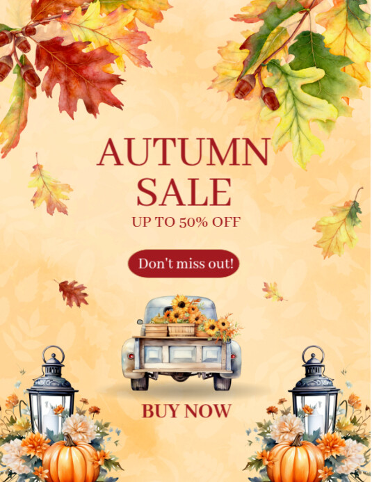 Orange Joyful Autumn Sale Templates 2025 Flyer (us Letter) | PosterMyWall