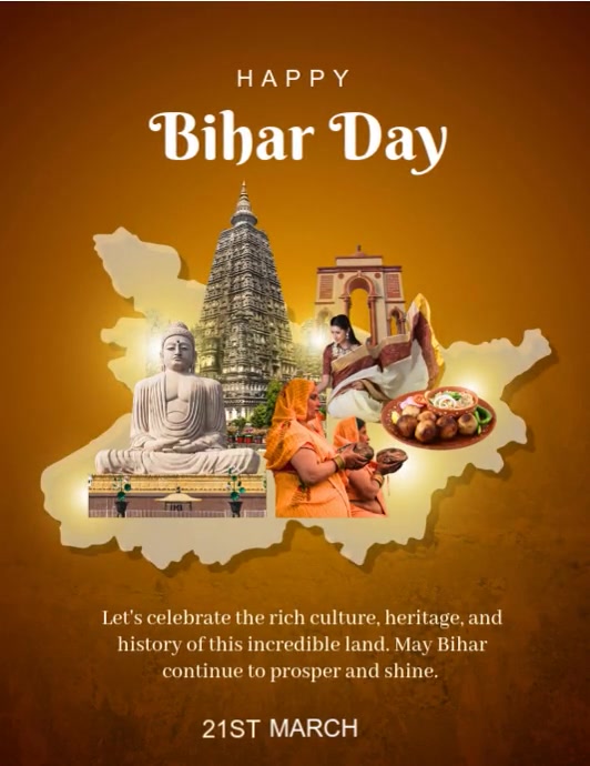 Copy of Orange Joyful Bihar Day Flyer (us Letter) | PosterMyWall
