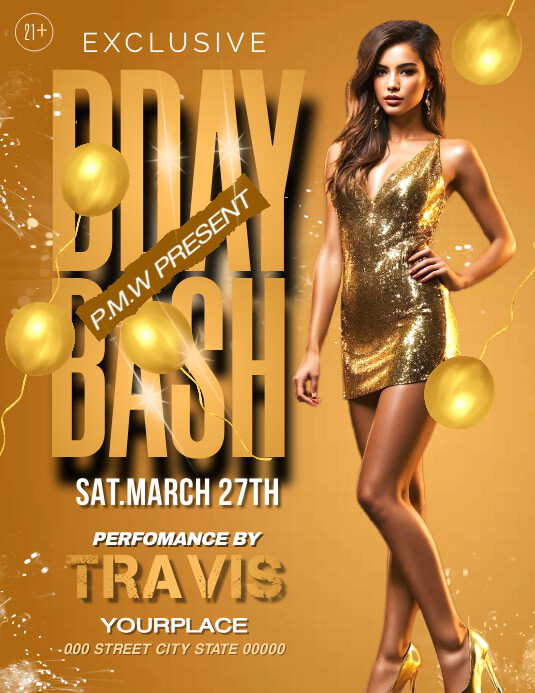 Copy of Orange Joyful Birthday Bash Flyer (us Letter | PosterMyWall