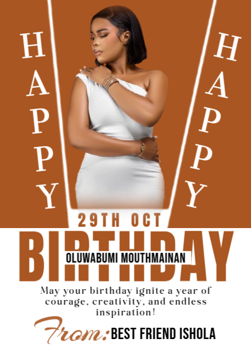 Orange Joyful Birthday Poster A4 Template | PosterMyWall