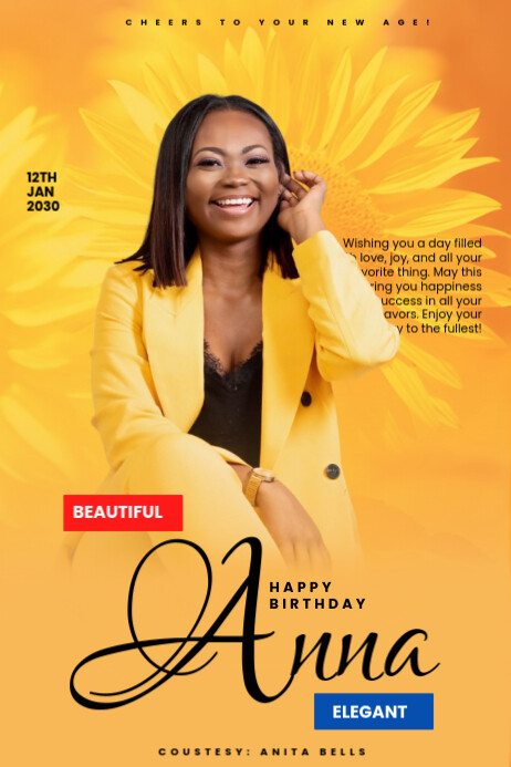 Orange Joyful Birthday Wishes Poster Template | PosterMyWall