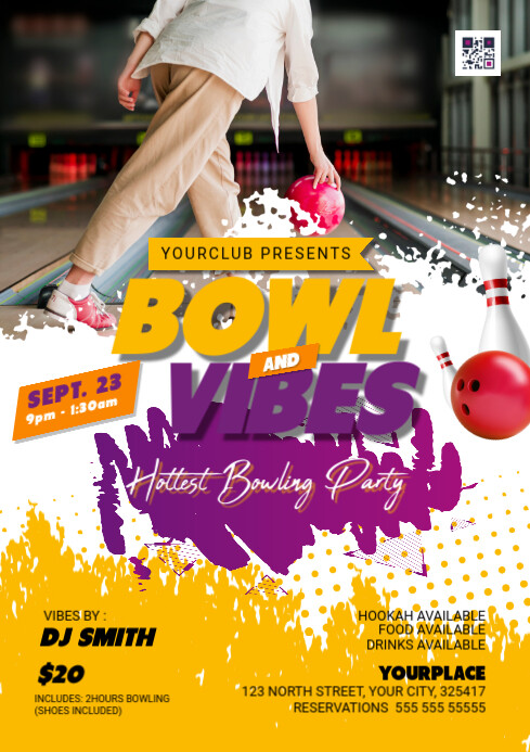 Copy of Orange Joyful Bowling Flyer Template A3 | PosterMyWall