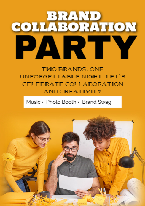 Orange Joyful Brand Collaboration Party A1 Template | PosterMyWall