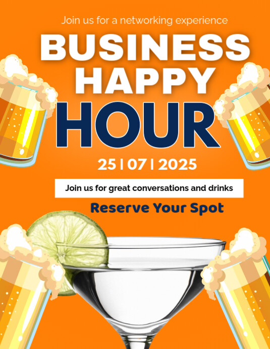 Orange Joyful Business Happy Hour Flyer Flyer (us Letter) Template ...