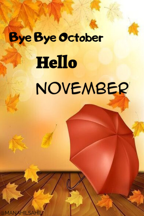 Orange Joyful Bye Bye October Poster Template | PosterMyWall