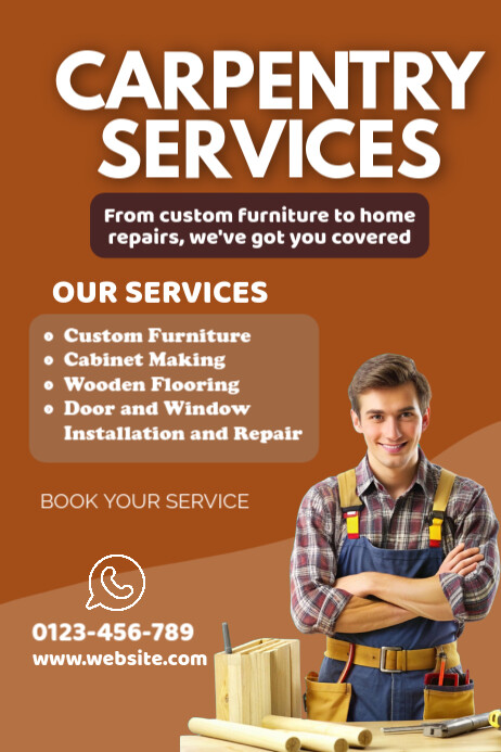 Copy of Orange Joyful Carpentry Services Poster | PosterMyWall
