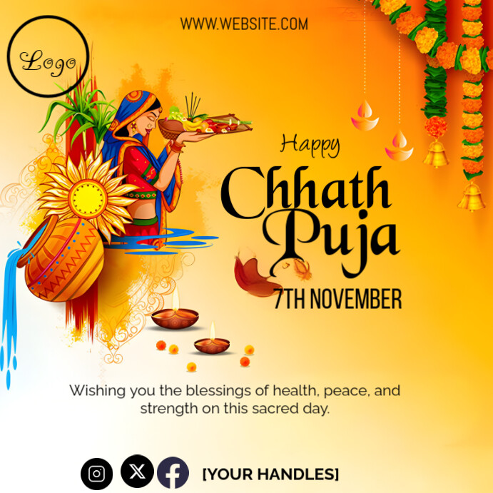 Orange Joyful Chhath Puja Flyer Instagram Post Template | PosterMyWall