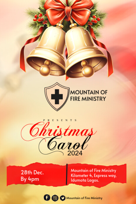 Orange Joyful Christmas Carol Poster Template | PosterMyWall