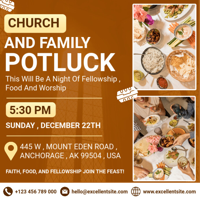 Copy of Orange Joyful Church Potluck Instagram Post | PosterMyWall