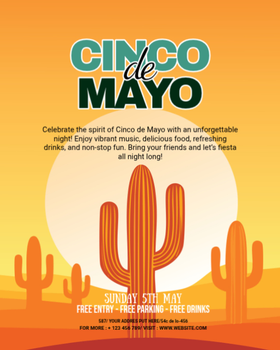 Plantilla de Orange Joyful Cinco de Mayo Celebration Instagram Portrait ...