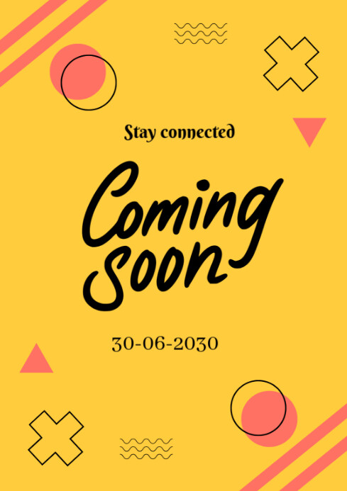 Orange Joyful Coming Soon Announcement A4 Template | PosterMyWall