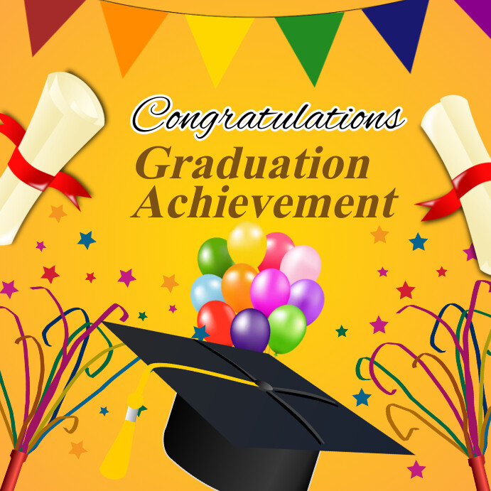 Orange Joyful Congratulations On Graduation A Template | PosterMyWall