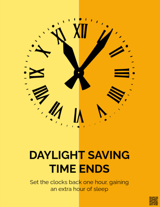 Orange Joyful Day Light Saving Time Ends Flyer (us Letter) Template ...